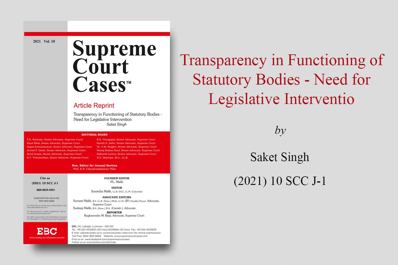 Transparency In Functioning Of Statutory Bodies Need For Legislative transparency-in-functioning-of-statutory-bodies-need-for-legislative